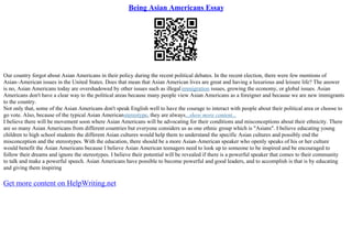 Asian American And Asian Americans | PDF