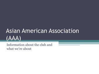 Asian American Association | PPT