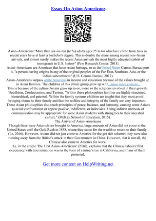 Asian American Essay | PDF