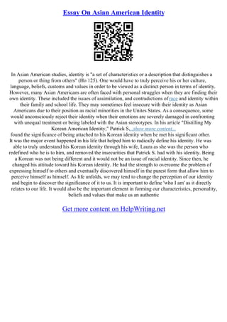 Asian American Essay | PDF