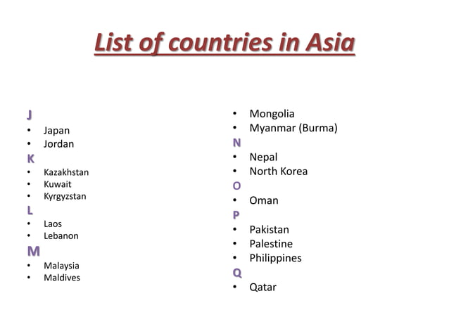 Asian countries slideshare | PPT
