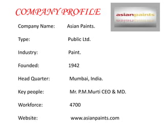 Asian paint ppt | PPTX