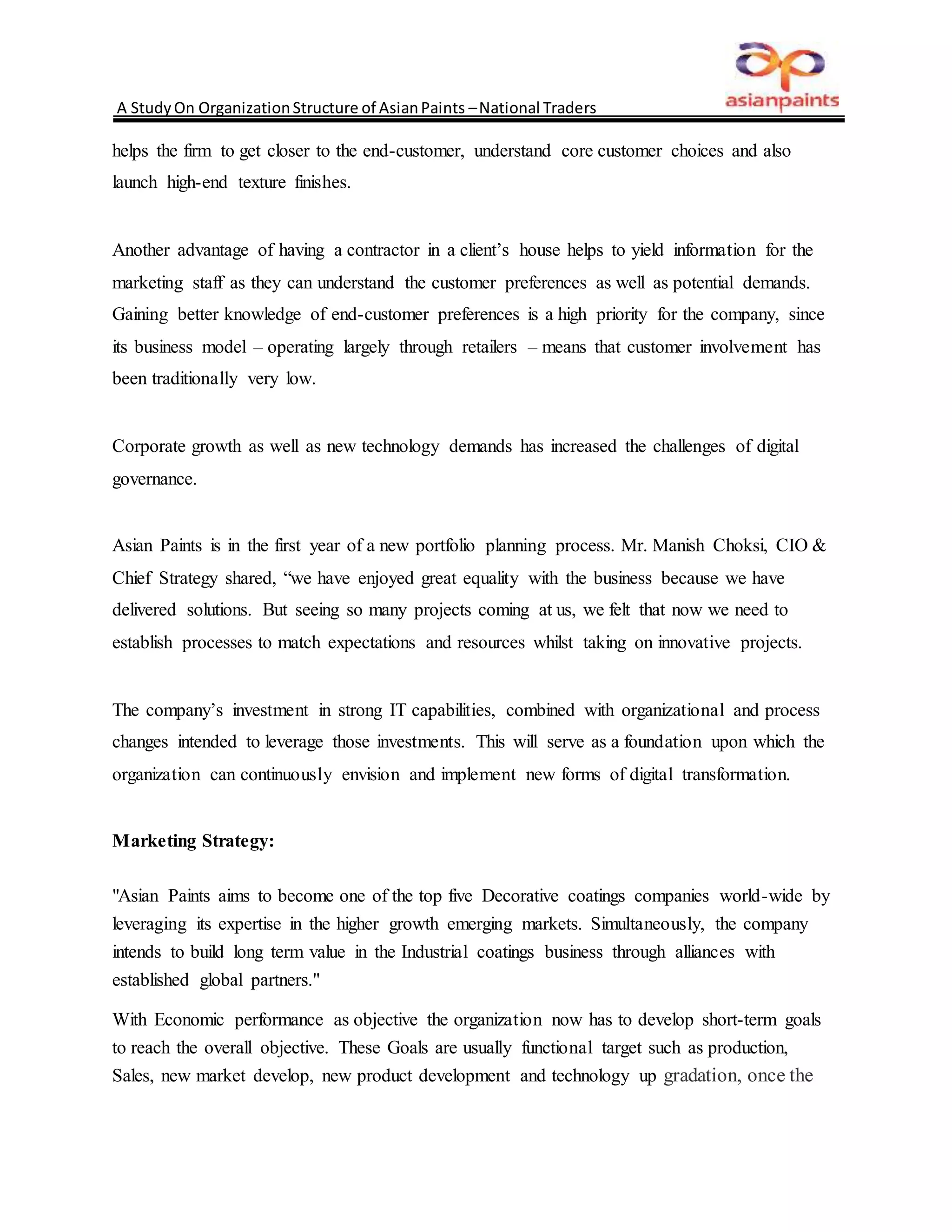 MBA Asian paints porject | DOCX