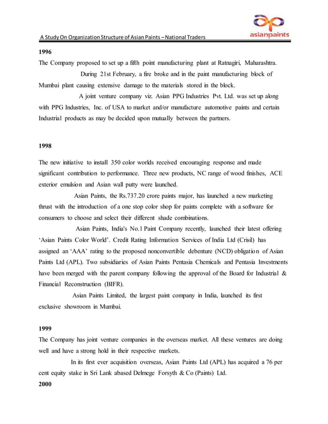 MBA Asian paints porject | DOCX