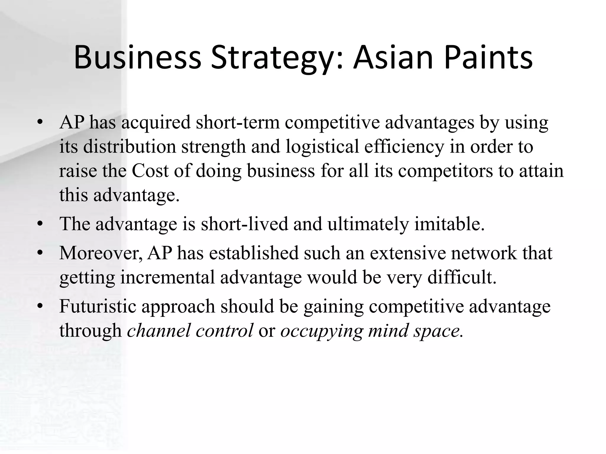 Asian Paints Business Strategy | PPTX