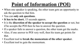 Asian parliamentary debate: Format, Roles of speaker, victory hacks. | PPTX