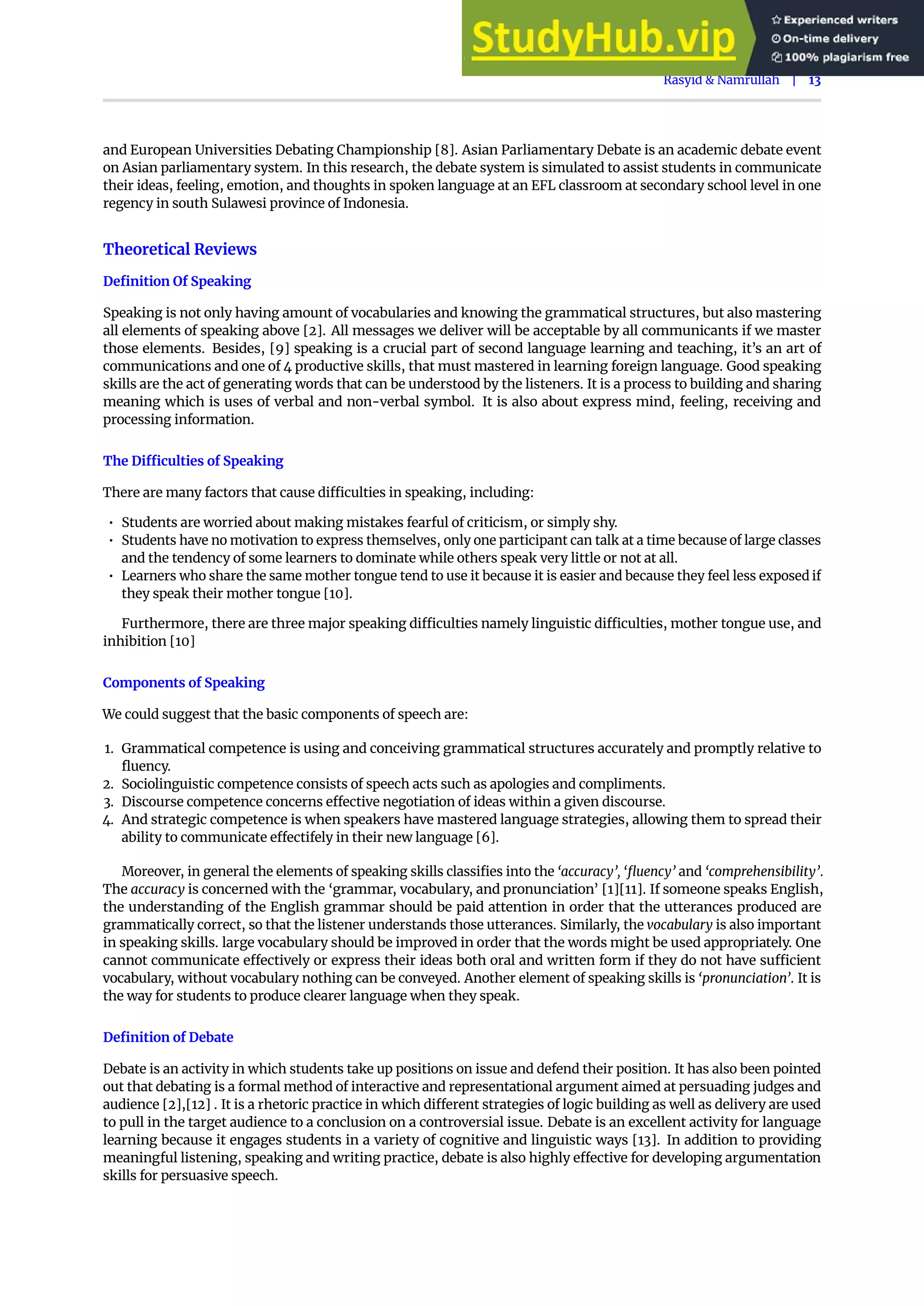Asian Parliamentary Debate Simulation In EFL Classroom | PDF