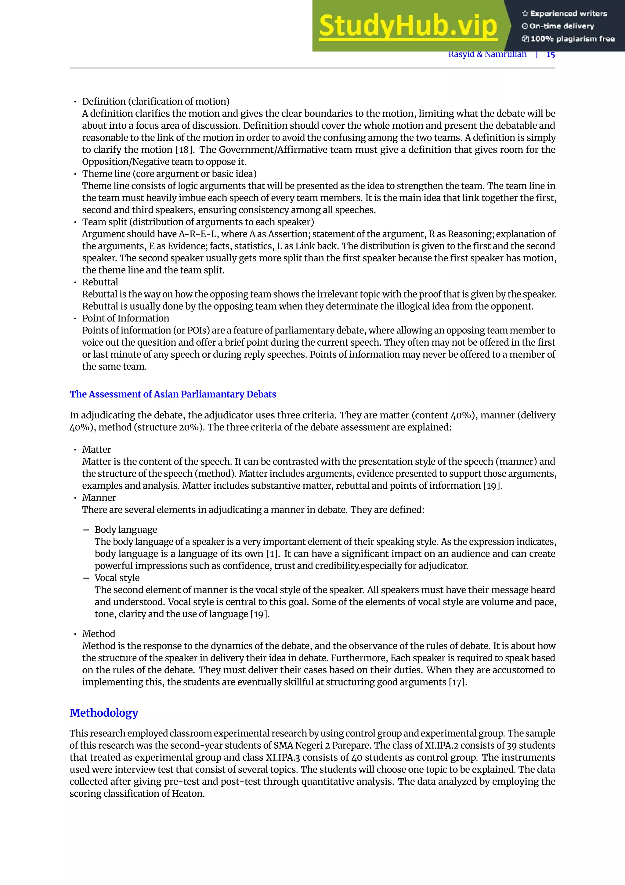 Asian Parliamentary Debate Simulation In EFL Classroom | PDF