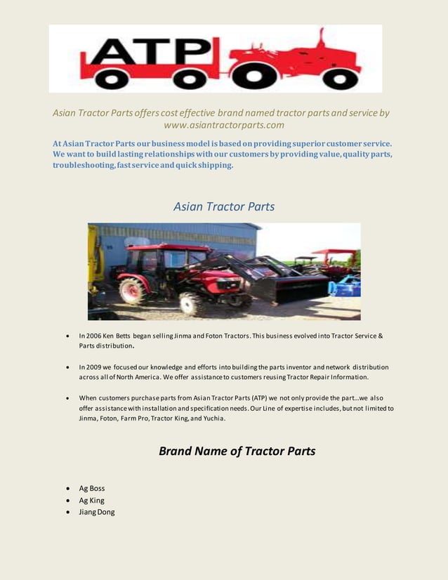 Asian tractor parts offers cost effective brand named tractor parts and ...