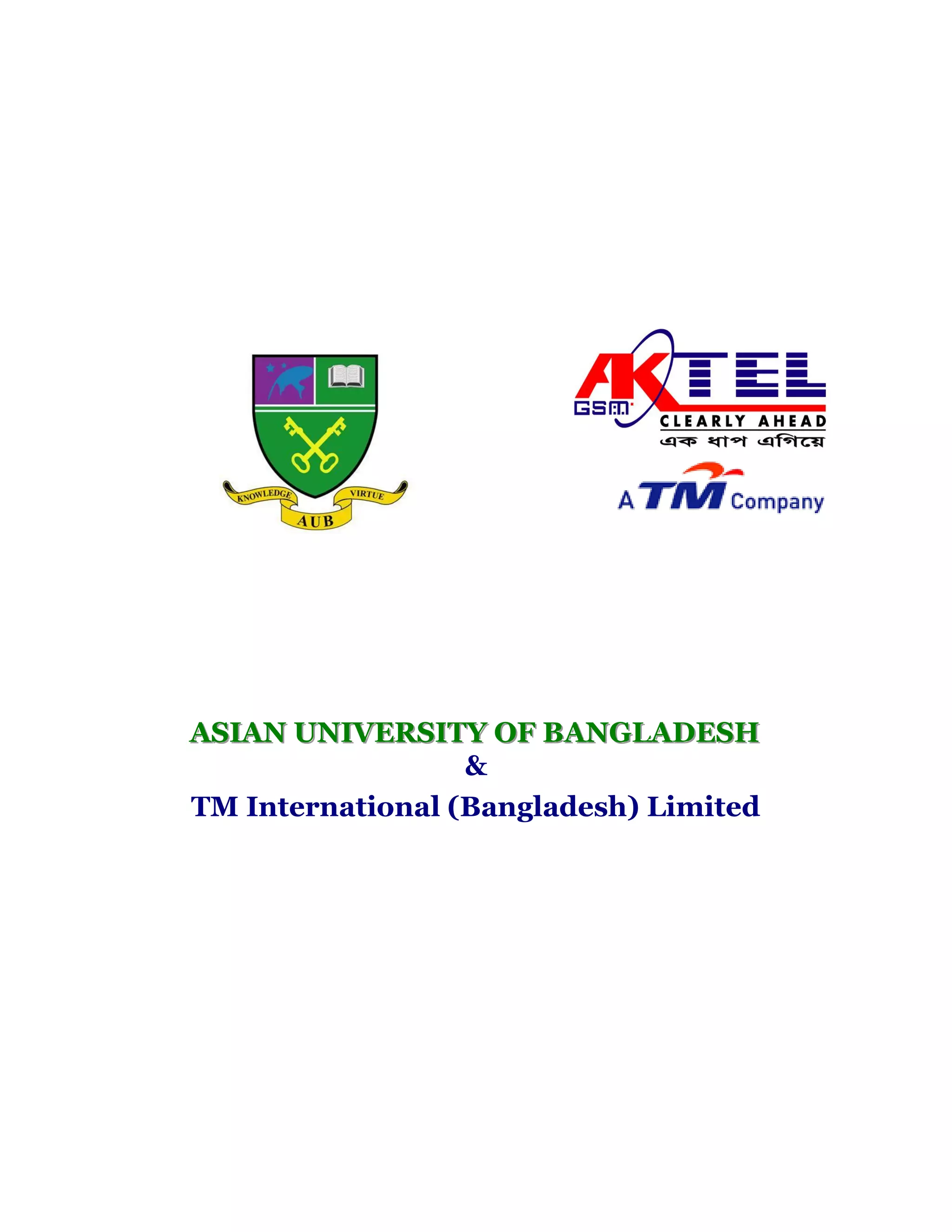 Asian University Of Bangladesh And Aktel | PDF