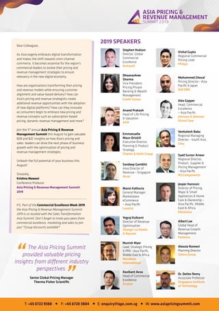 Asia Pricing & Revenue Management Summit 2019 | PDF