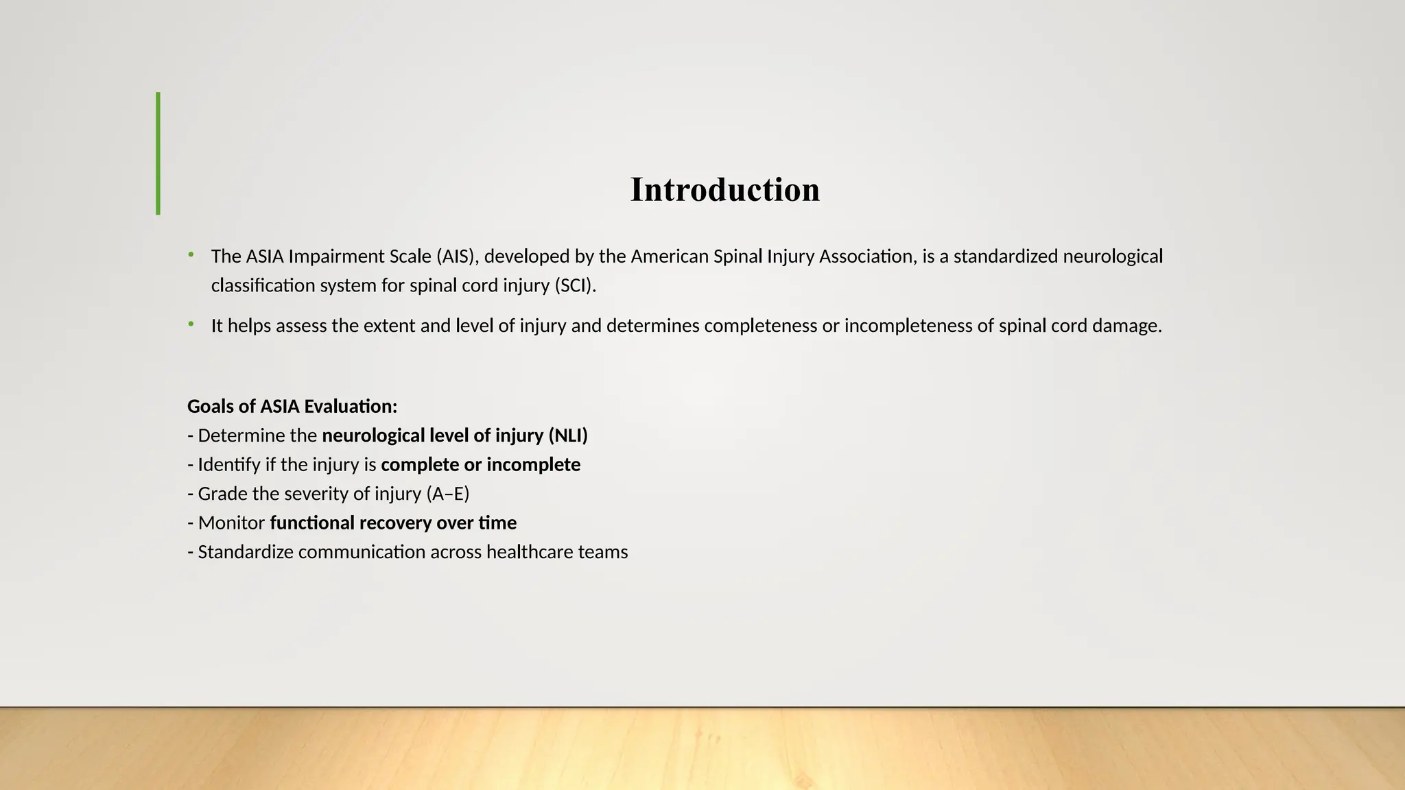 American Spinal Injury Association Impairment Scale -ASIA Scale | PPTX
