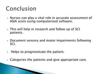 Computerised Asia scoring for SCI- Nursing role | PPT