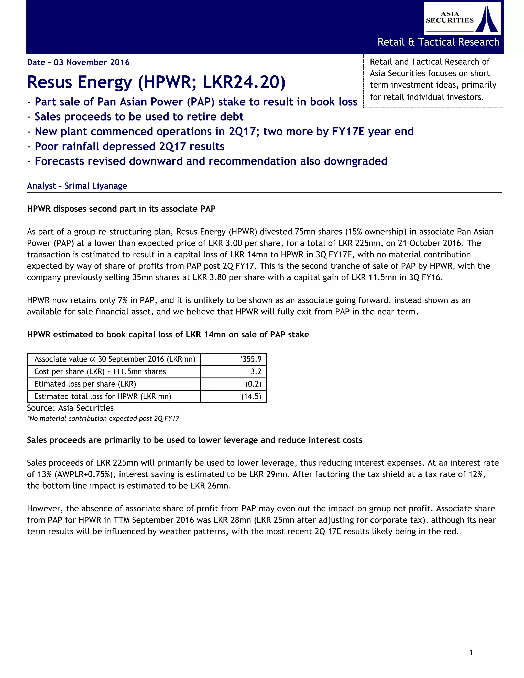 Resus energy divesting stake in Pan Asian Power | PDF | Business ...