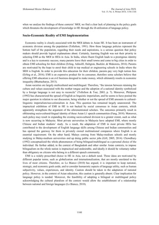 English Medium Instruction Innovation in Higher Education: Evidence ...