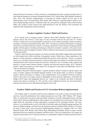 Teachers’ Beliefs and Practices of Implementing Secondary English Curriculum Reform in ...