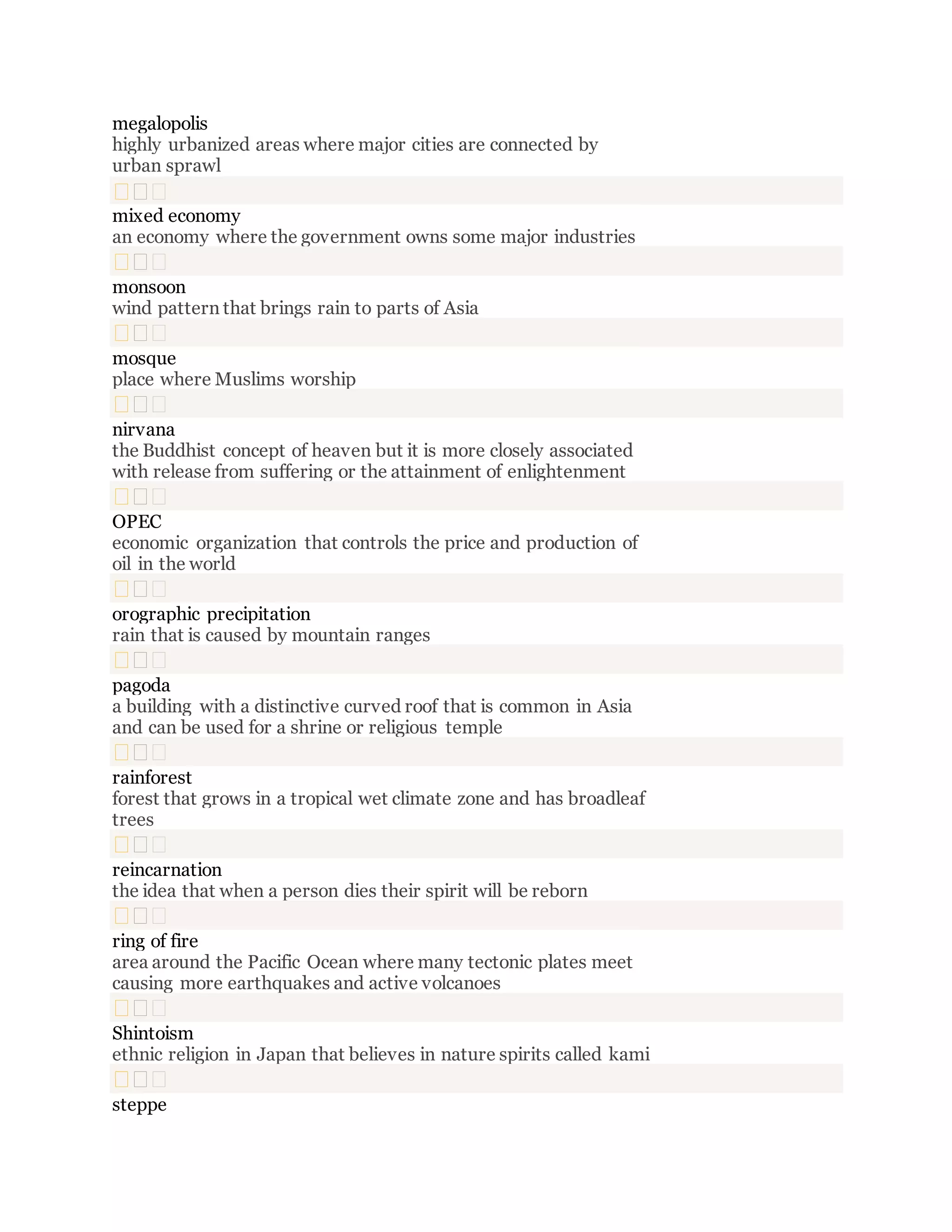 Asia vocabulary | DOCX