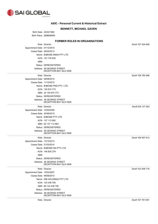 ASIC PMB Technologies and B3bond Michael Gavin Bennett Former Roles In ...