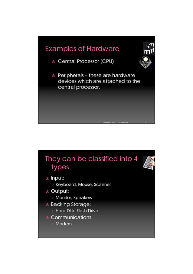 AS ICT (OCR) G061 3.1.2 Sofware & Hardware Components lesson slides | PDF