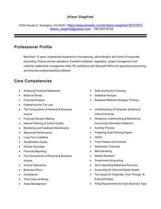 A siegfried resume 6.5.2016 | Business Accounting & Finance | Business