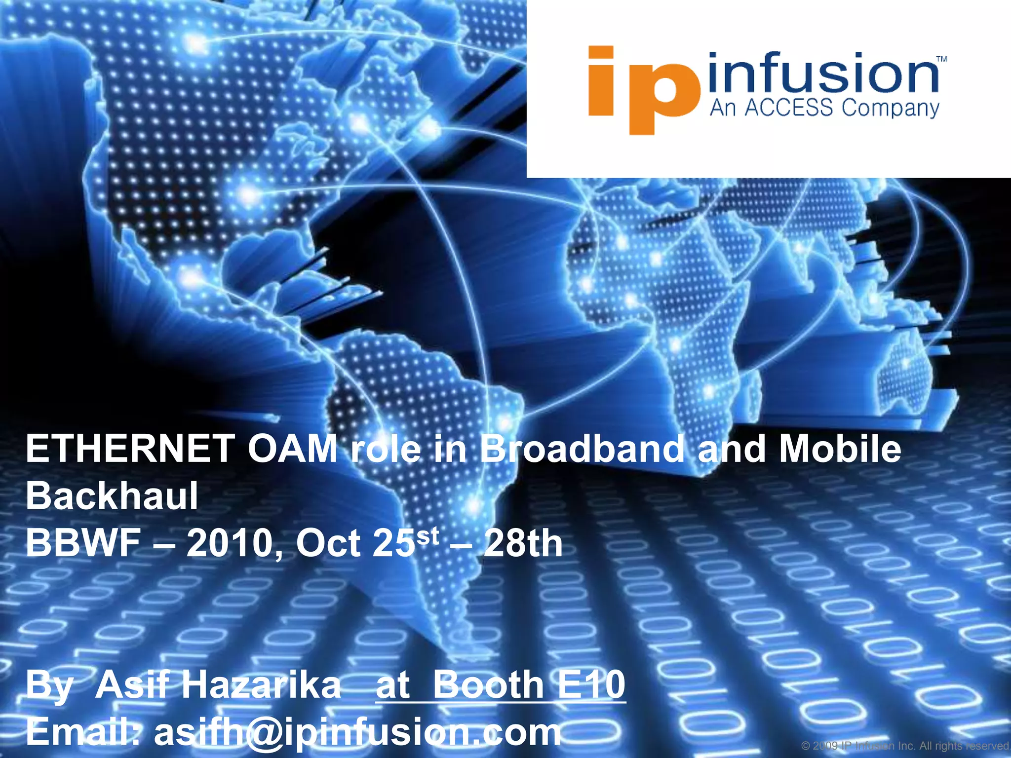 Ethernet OAM role in Broadband and Mobile | PPTX