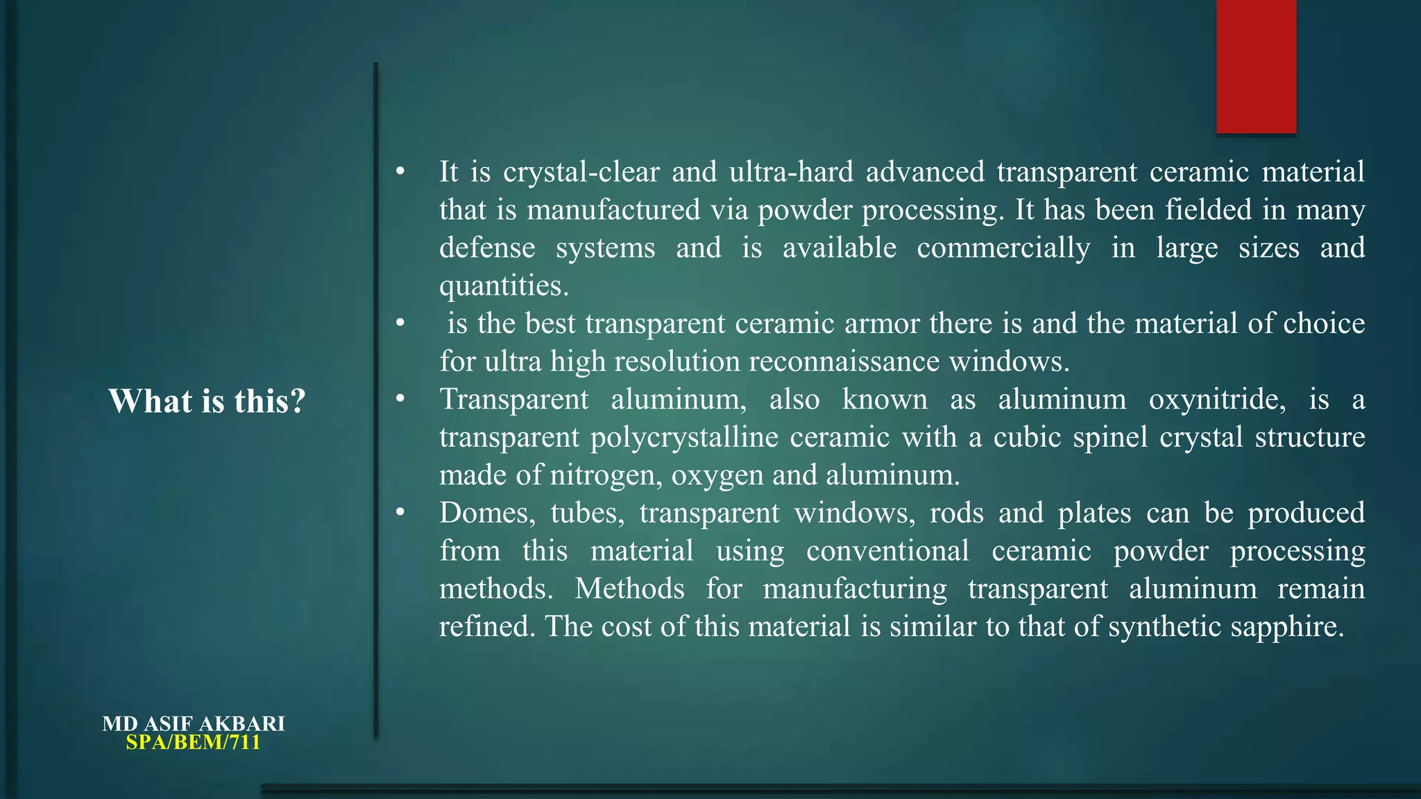 Asif akbari bem711 transparent aluminium | PPTX