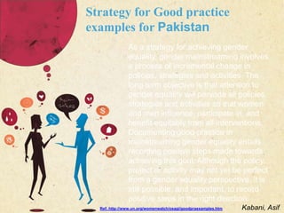 Asif kabani gender mainstreaming strategy towards documenting good ...