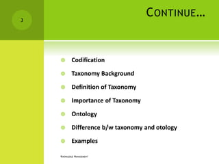 KM tool Taxonomy Presentation | PPTX