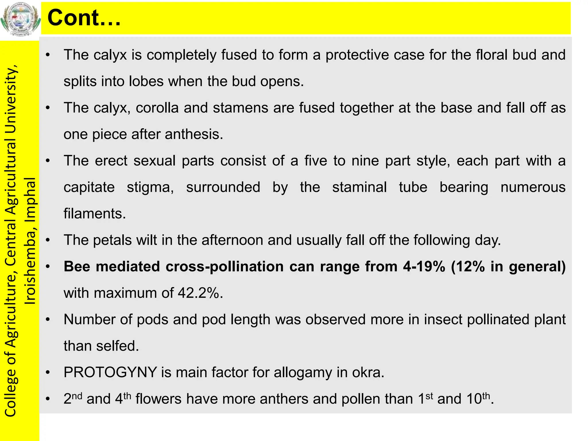 Breeding of OKRA Abelmoschus esculentus (L.) Moench (Bhindi, Lady ...