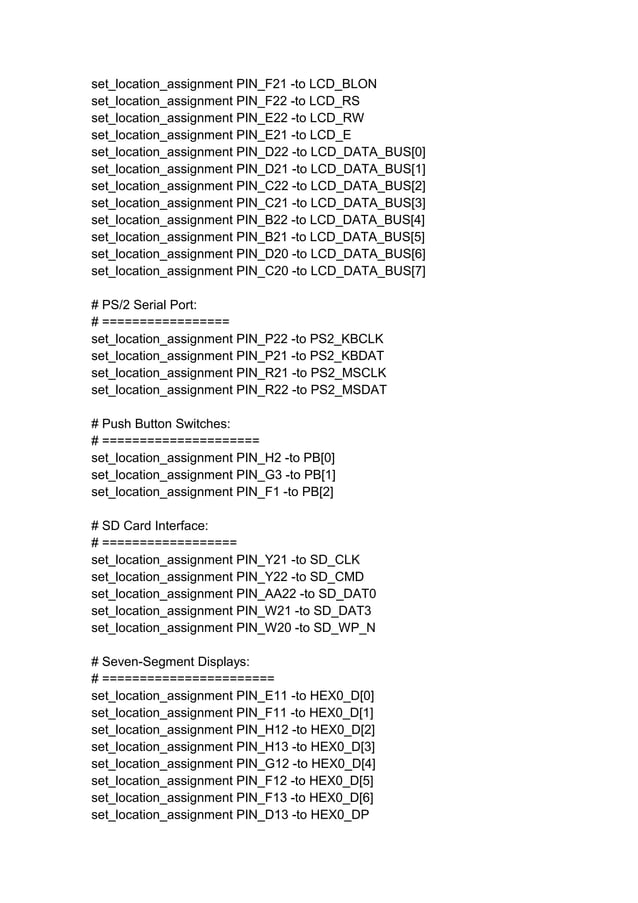 Asignacion de pines | DOC