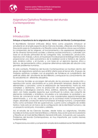 Asignatura optativa-problemas-del-mundo-contemporaneo-3 bgu | PDF