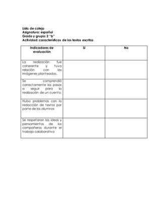 Asignaturaespañol plan y escritura de un cuento | DOCX