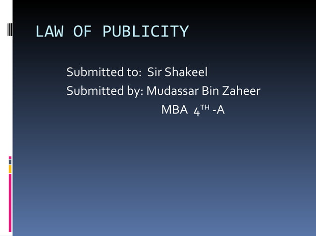 law of publicity | PPT | Business | Business and Finance