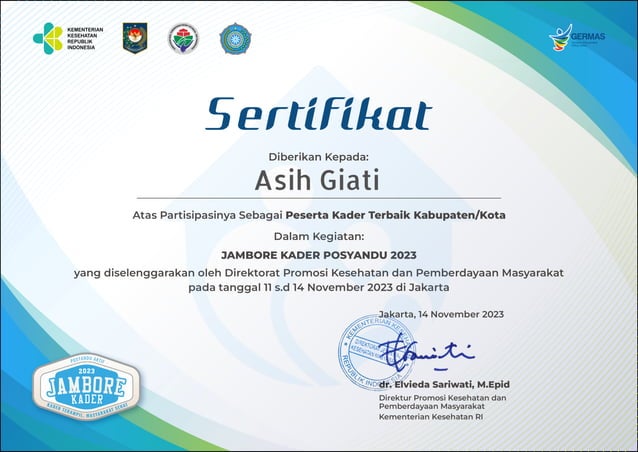 Asih Giati piagam kader Posyandu ILP pasti bisa | PPT