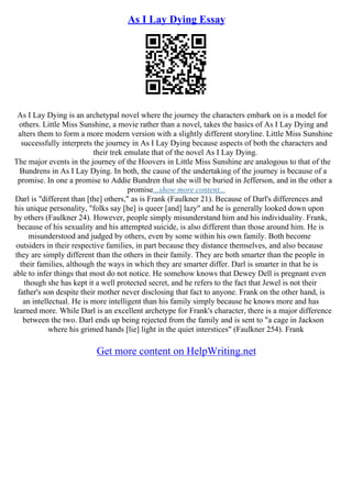 As I Lay Dying Essay | PDF