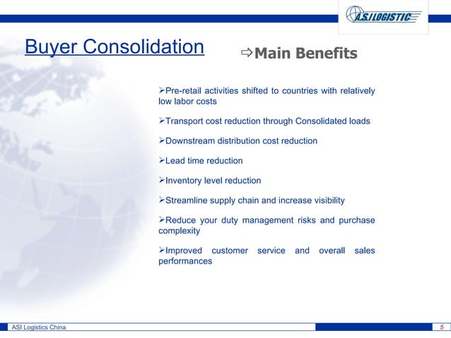ASI Buyer Consolidation Logistic Services | PPT