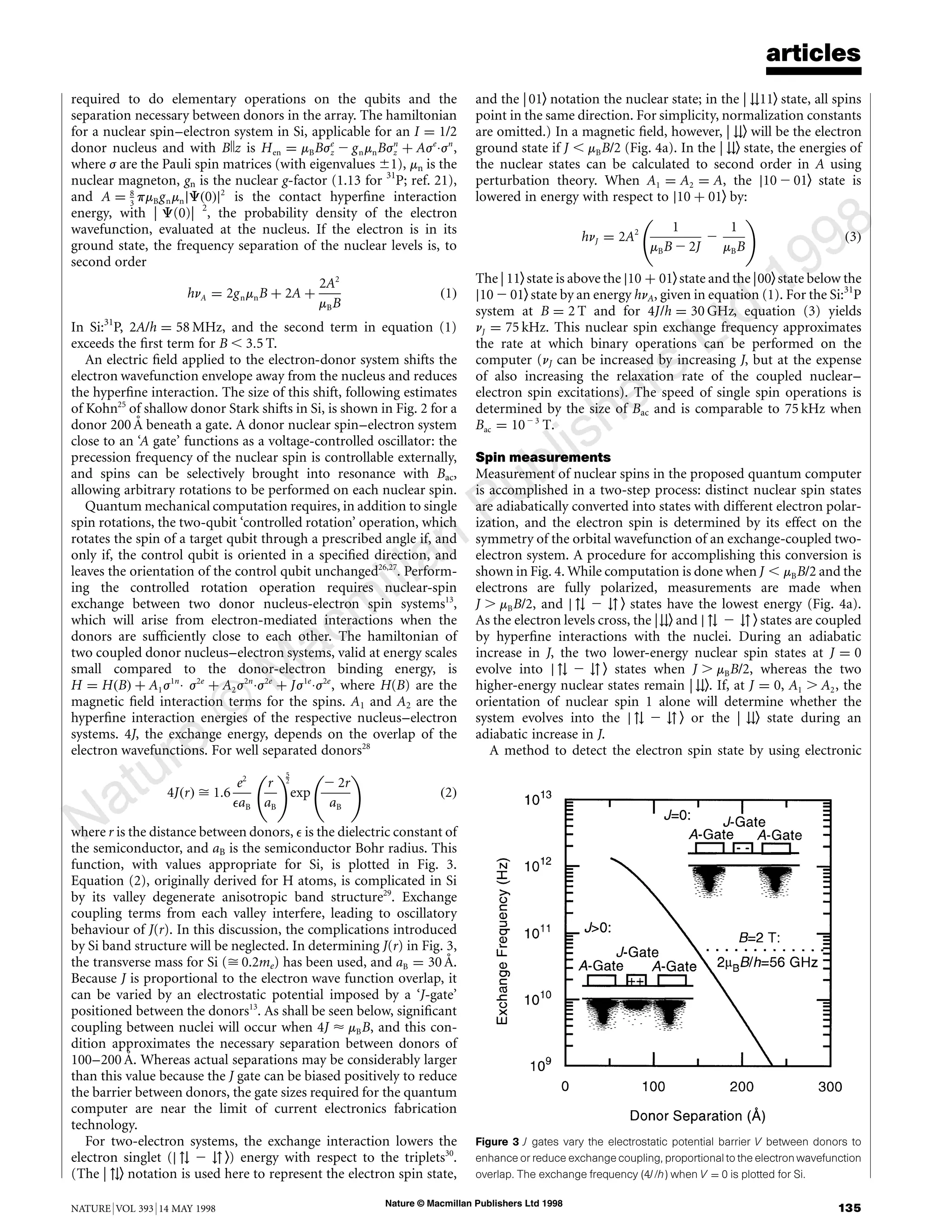 A silicon based nuclear spin quantum computer | PDF