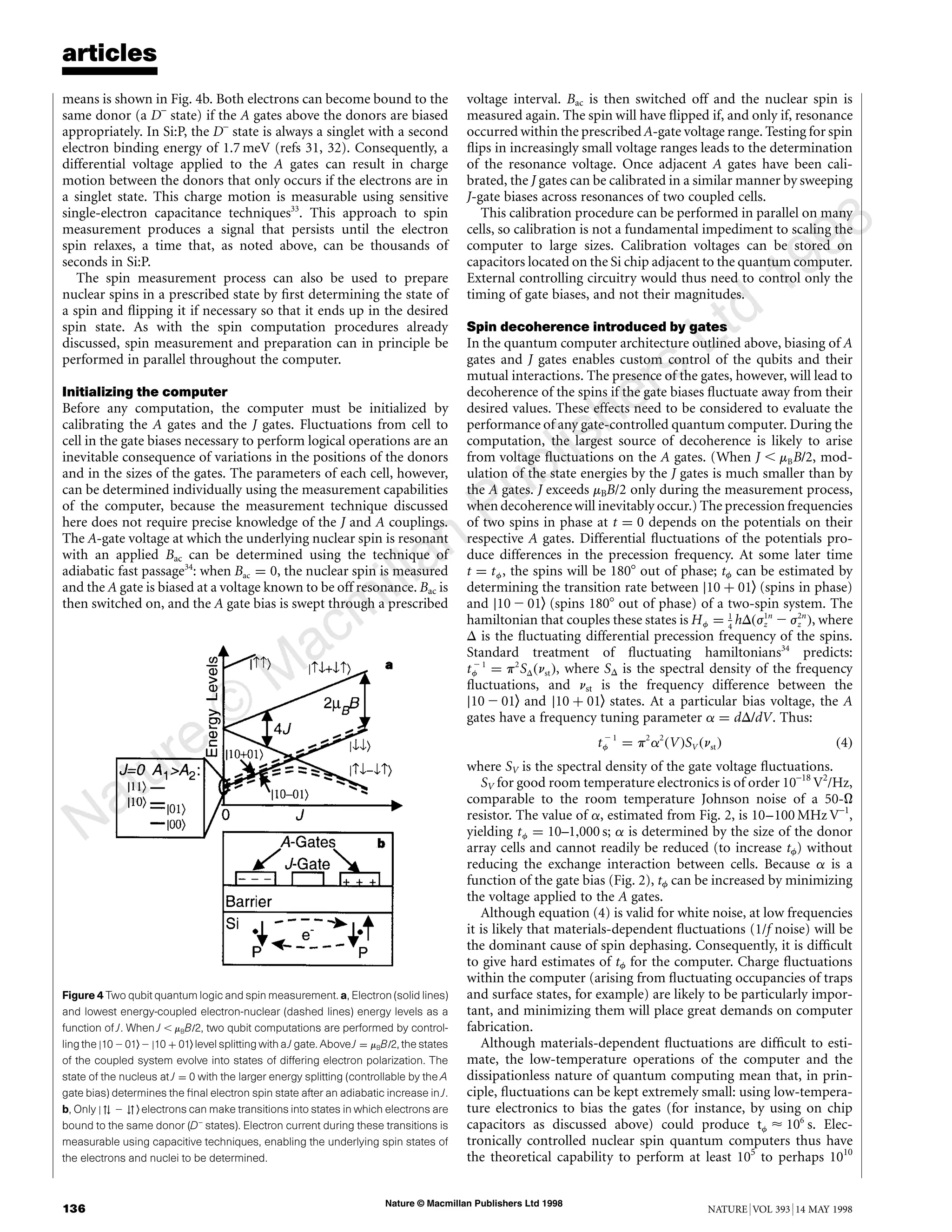 A silicon based nuclear spin quantum computer | PDF