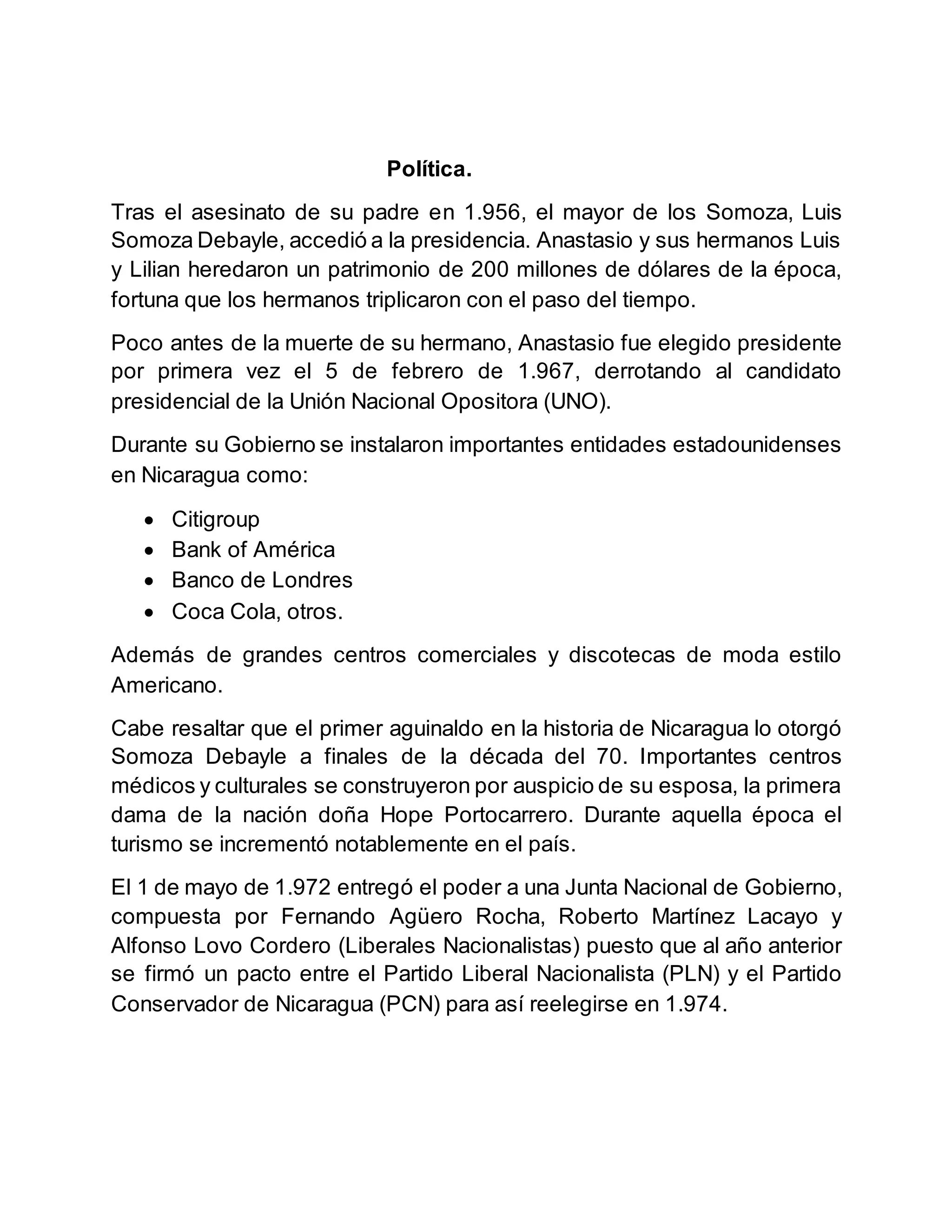 Asilo político de Anasasio Somoza en Paraguay | PDF