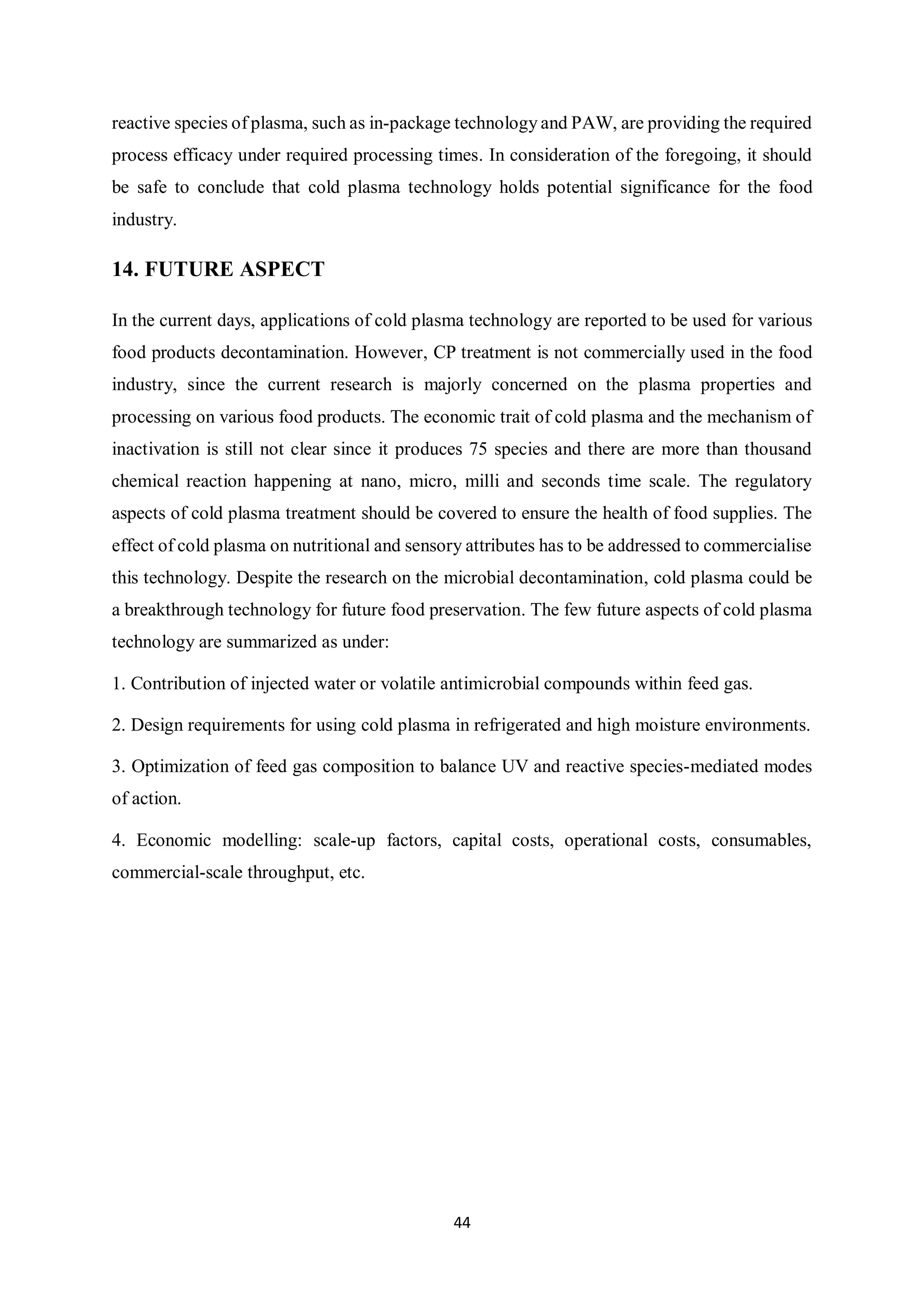 Cold Plasma- non thermal technology for food processing. | PDF
