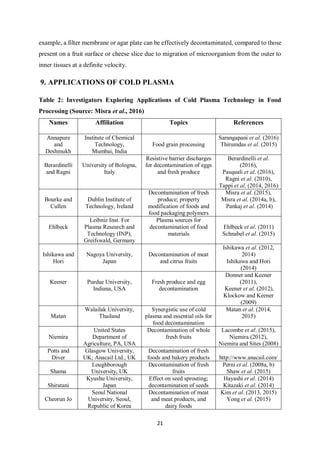 Cold Plasma- non thermal technology for food processing. | PDF