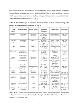 Cold Plasma- non thermal technology for food processing. | PDF