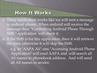 Controlling Android Phone Through SMS | PPTX