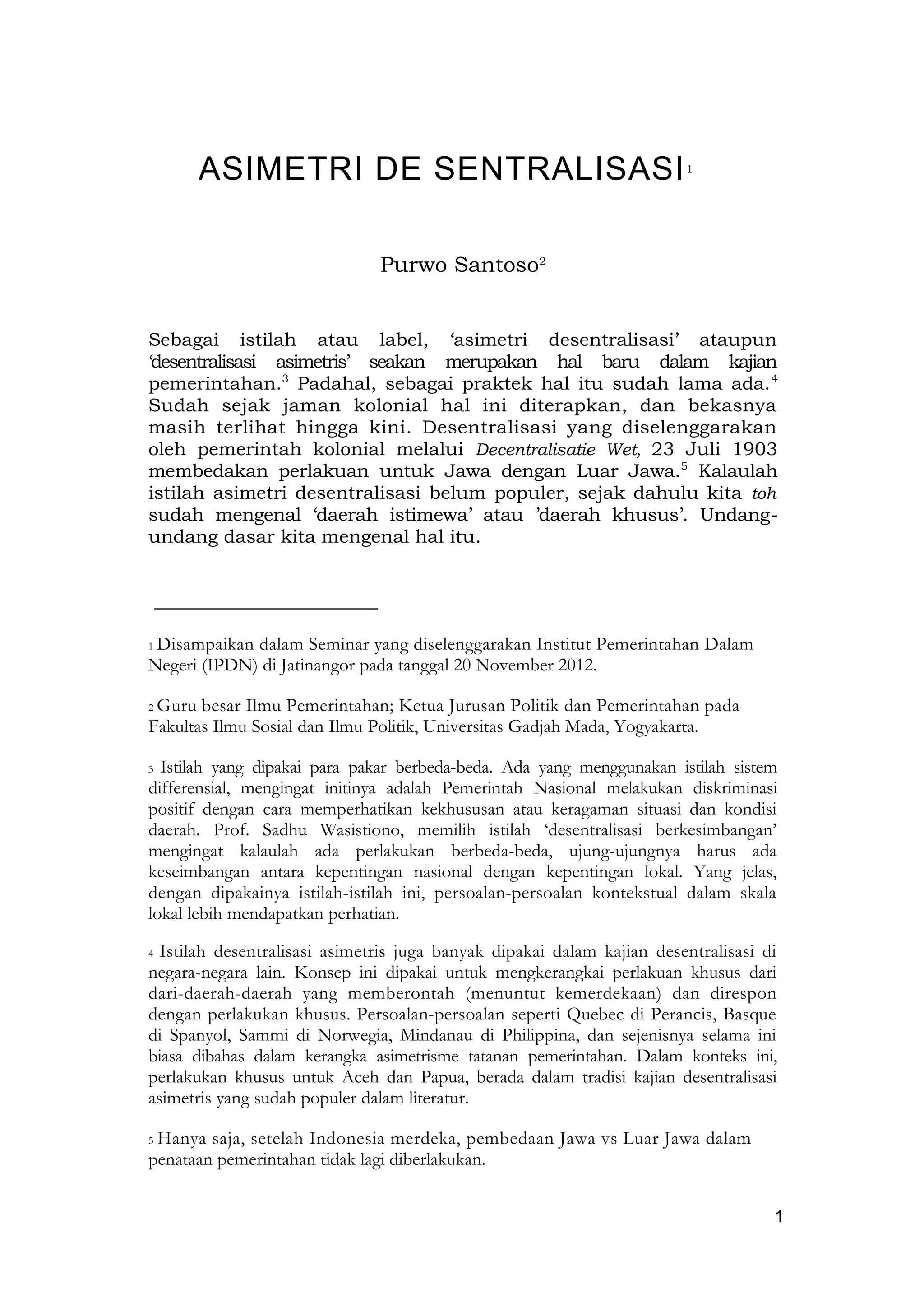 Asimetri desentralisasi libre | DOC