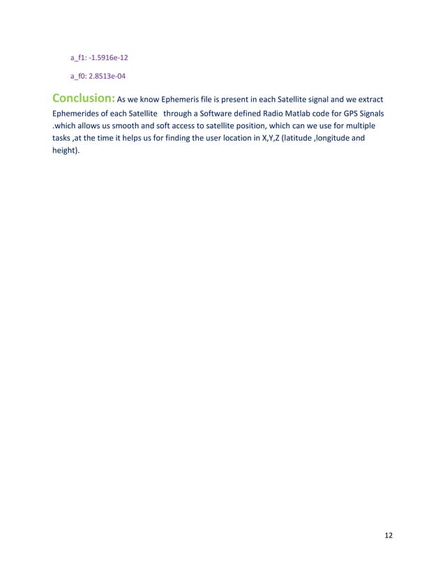 Extraction of Ephemeris file from Matlab SDR | PDF