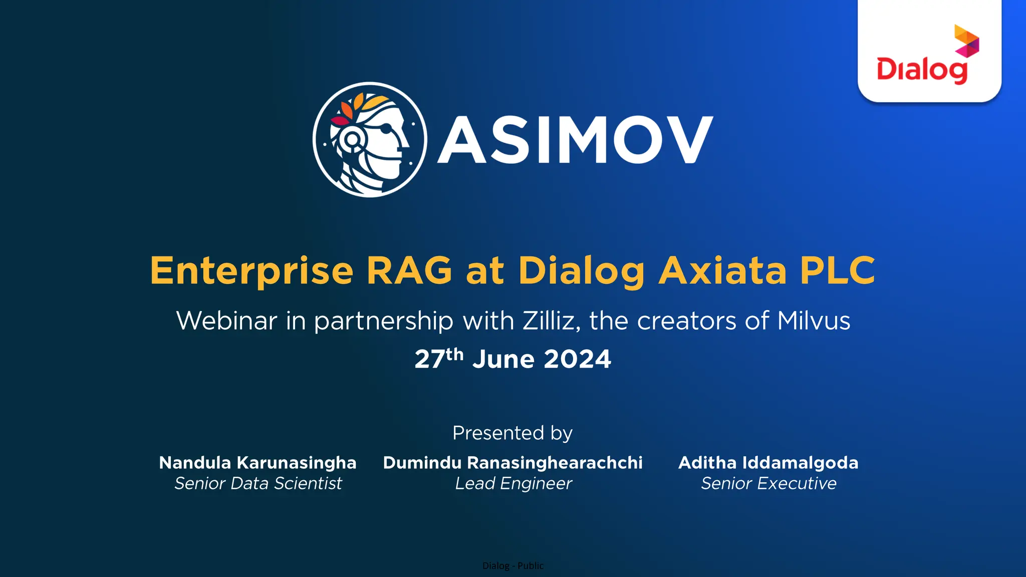 ASIMOV: Enterprise RAG at Dialog Axiata PLC | PDF