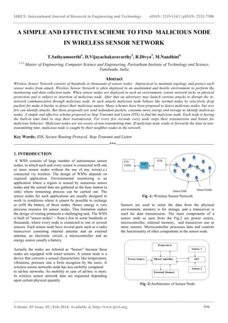 A simple and effective scheme to find malicious node in wireless sensor network | PDF
