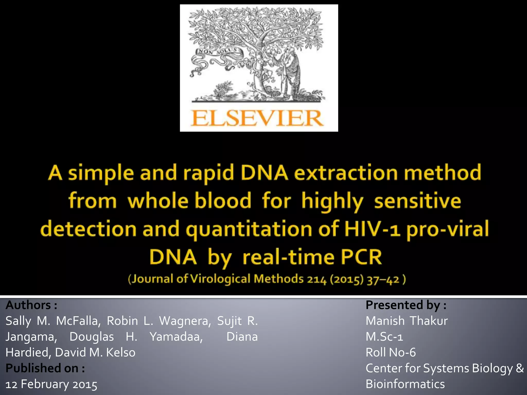 A simple and rapid dna extraction method from FINA nd qPCR | PPTX