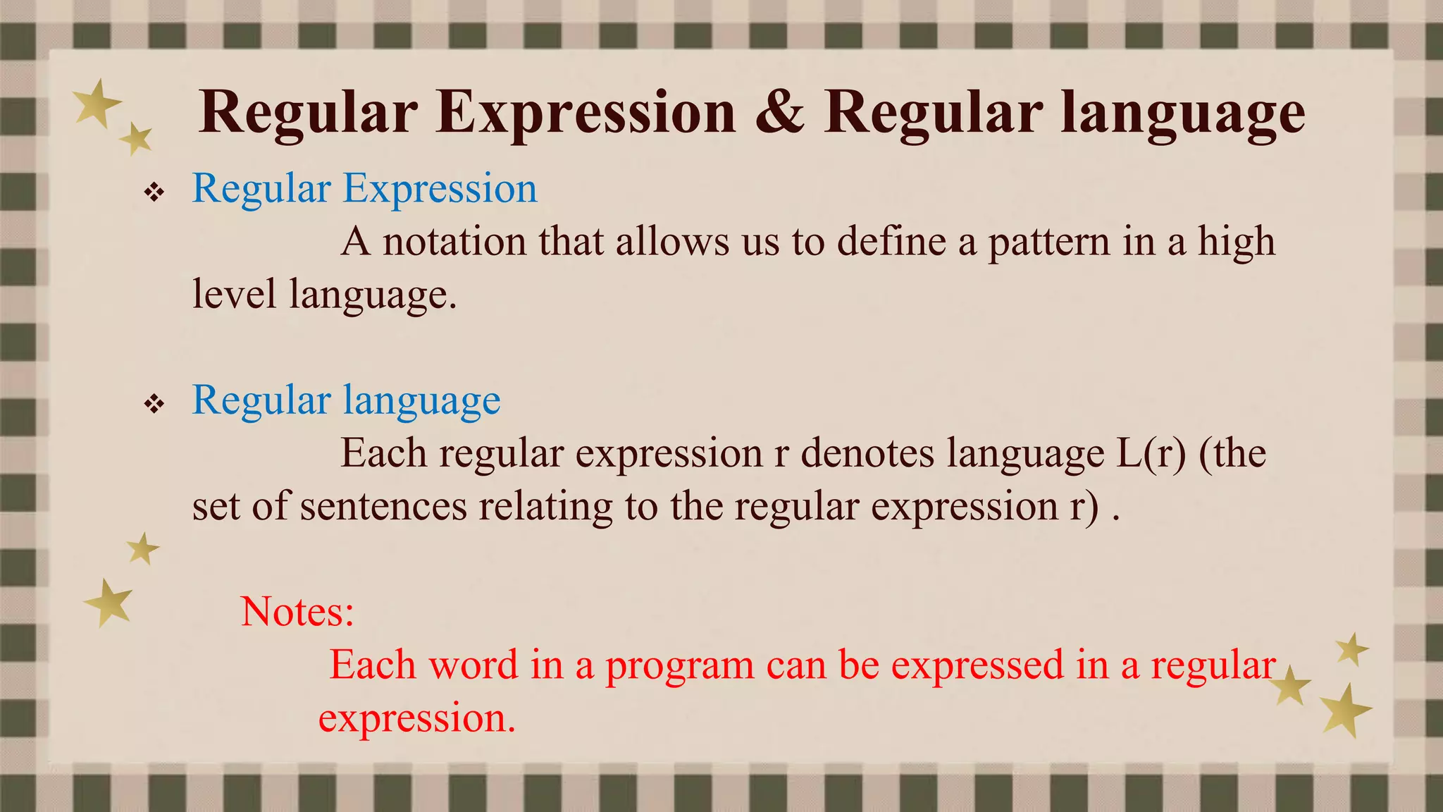 A simple approach of lexical analyzers | PPTX | Programming Languages | Computing