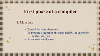 A simple approach of lexical analyzers | PPTX | Programming Languages | Computing